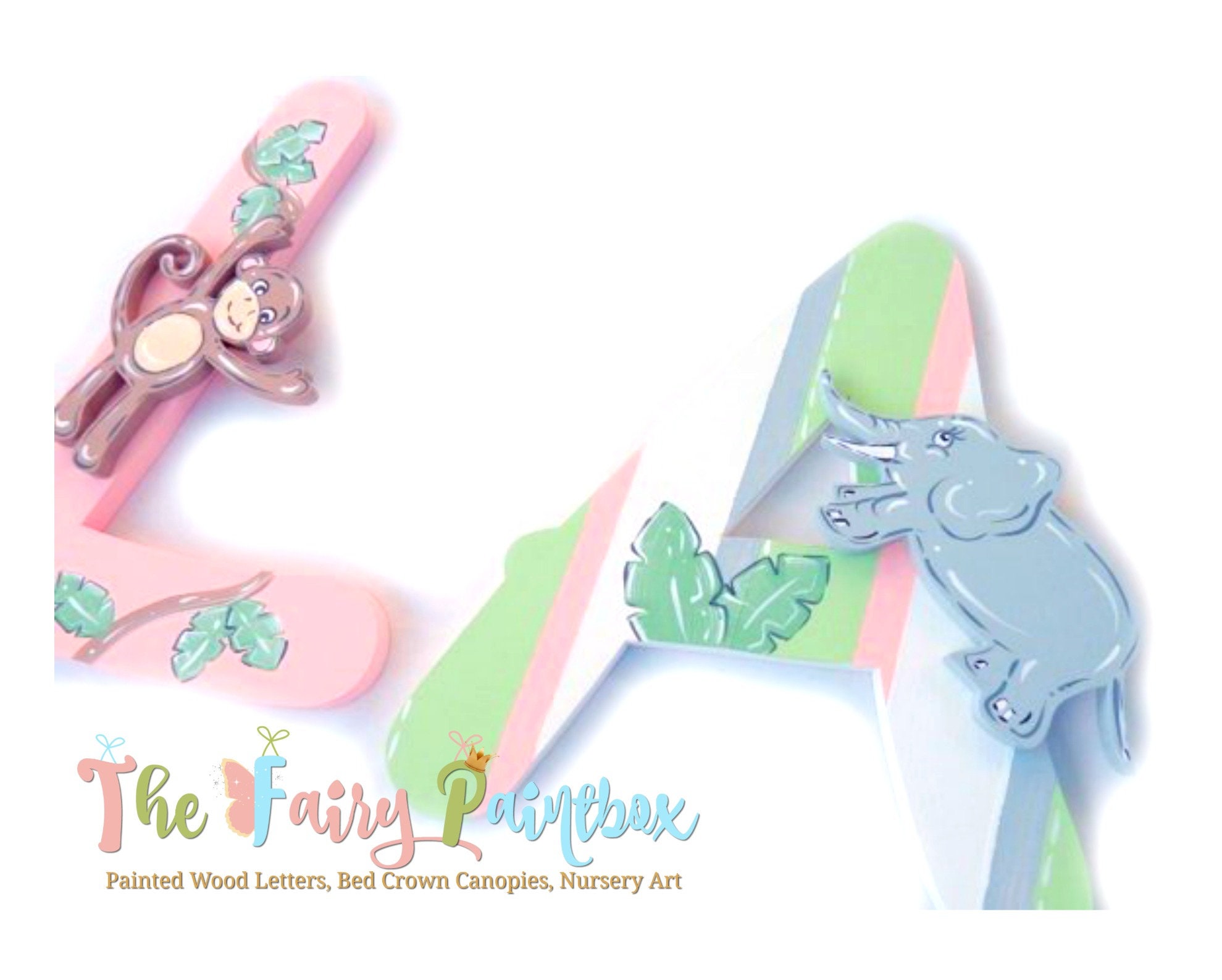 Zoo Nursery Wall Monogram Letters - Monogram Wall Hanging - Wooden ...