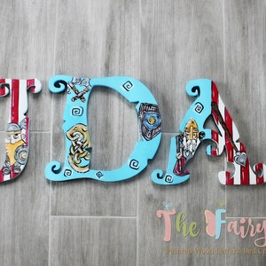 Little Viking Painted Wood Letters - Thor Nursery Wall Letters - Viking ...
