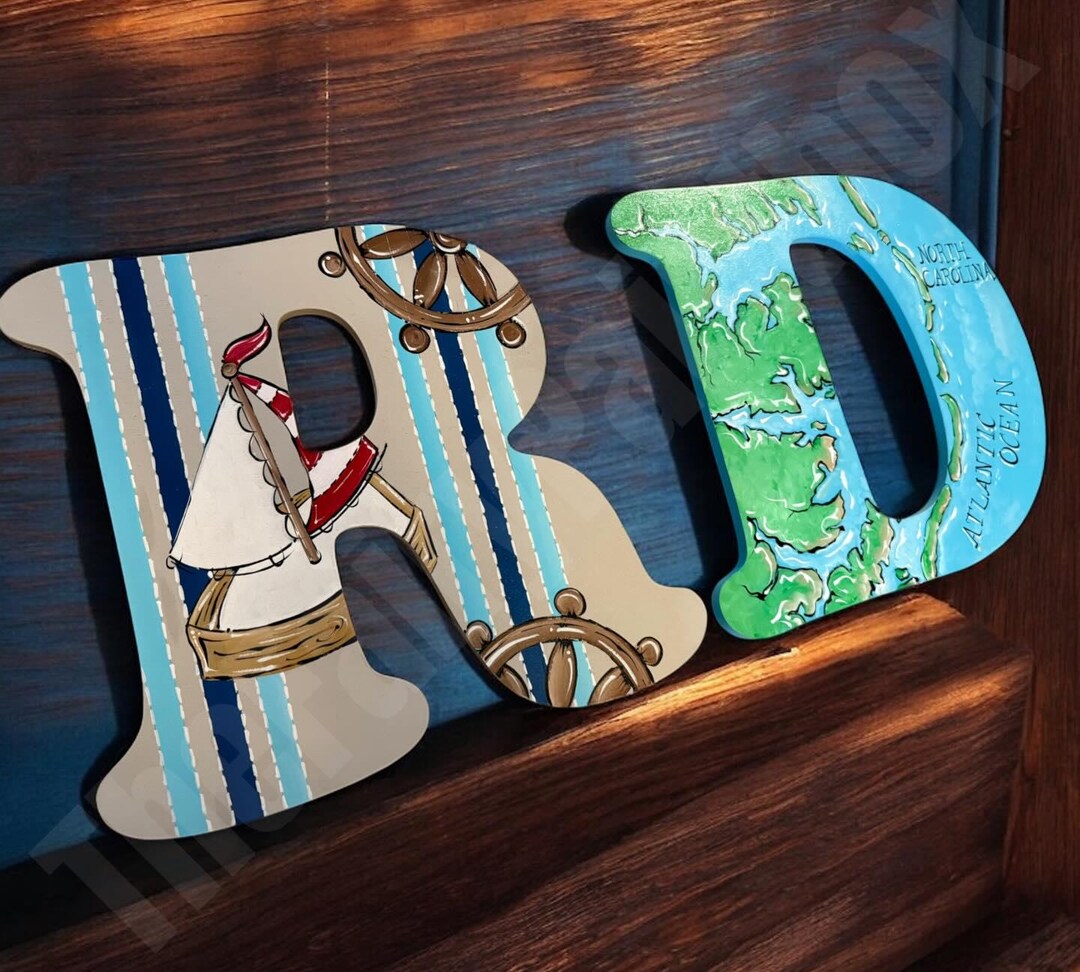 Nautical Sailing Wood Letters, Sailboat Baby Room Decor, Boat Theme ...