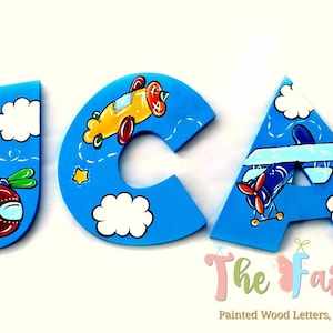 Airplane Painted Wood Letters Airplane Nursery Room Wall Letters ...