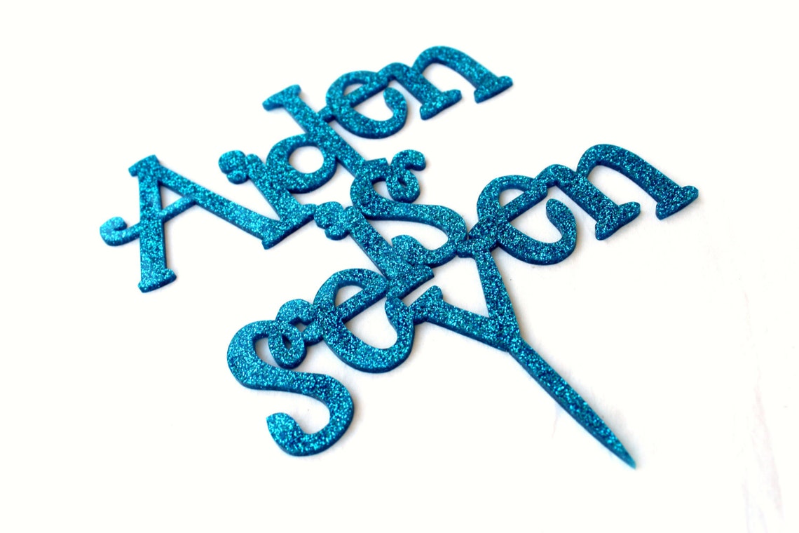 Wiggly Blue Glitter Custom Birthday Cake Topper Name Cake - Etsy