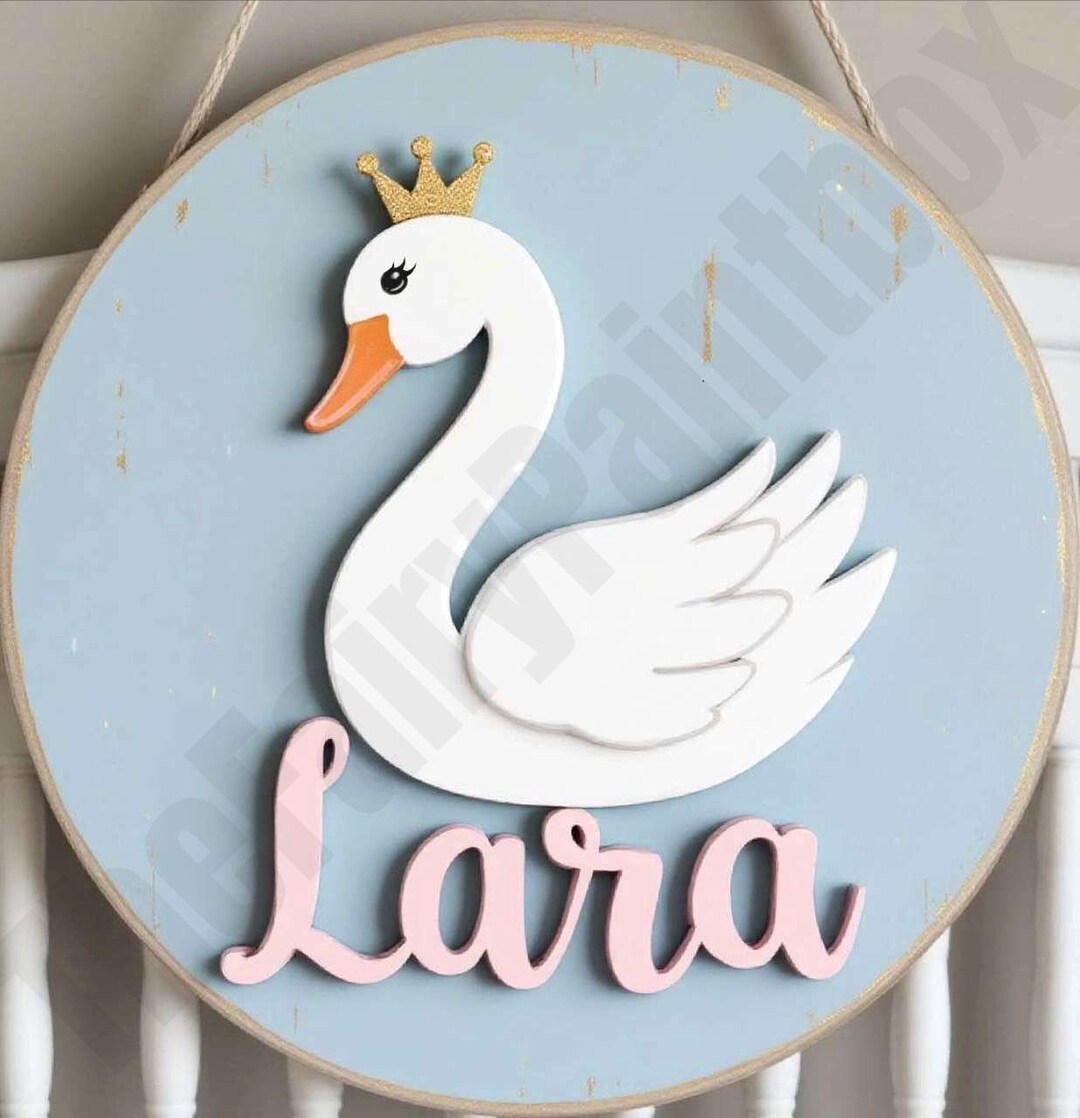 Swan Lake Baby Nursery Room Sign, Swan Decor Wall Art, Unique Baby Gift ...