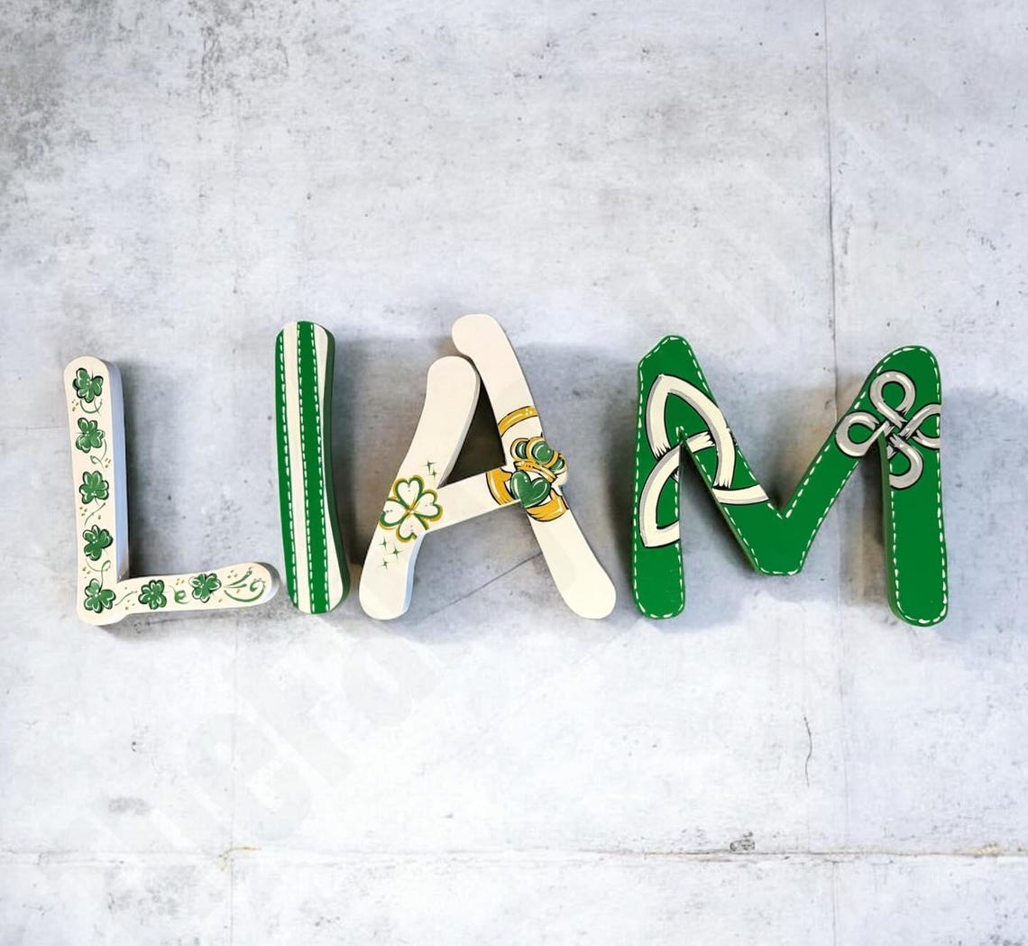 Irish Baby Painted Wood Letters - Irish Nursery Room Wall Letters ...