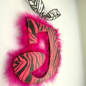 Fancy Hot Pink Zebra Nursery Bling Wall Monogram - Zebra Stripe ...