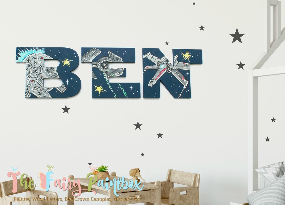 Star Jedi Space Wars Painted Letters, Navy Star Jedi Painted Letters ...