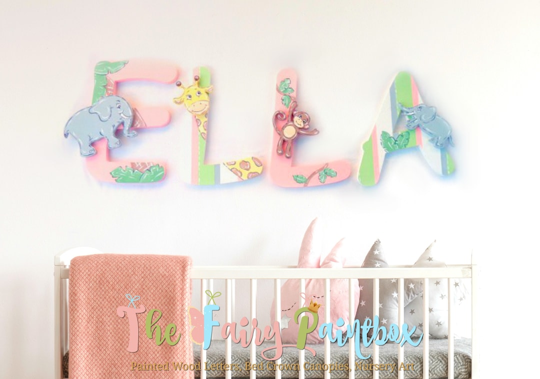 Zoo Nursery Wall Monogram Letters - Monogram Wall Hanging - Wooden ...