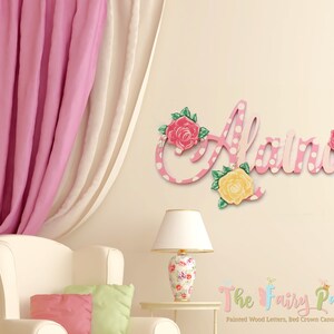 Gingham Rose Nursery Wall Painted Letters - Pink Monogram Wall Hanging ...
