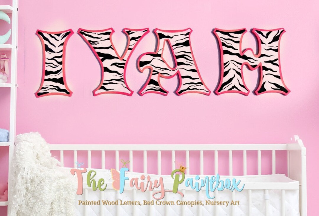 Zebra Painted Letters Safari Nursery Letters Girls Nursery Decor Zebra ...