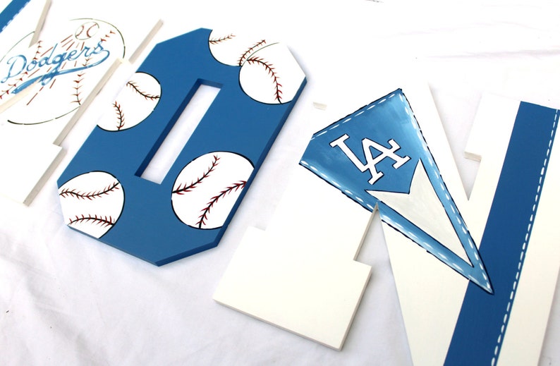 Baseball Team Painted Letters Baseball Bat Pennant Nursery - Etsy