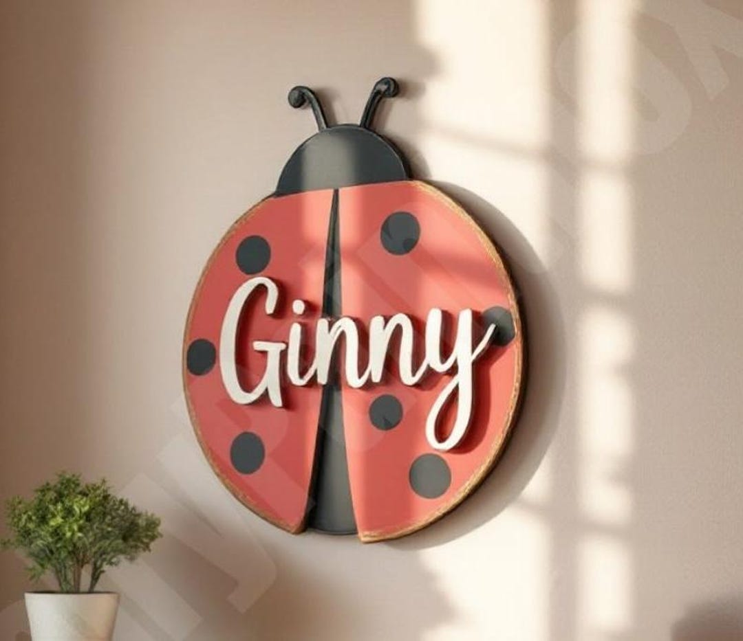 Ladybug Baby Name Sign, Custom Wood Children's Nursery Decor, Garden ...