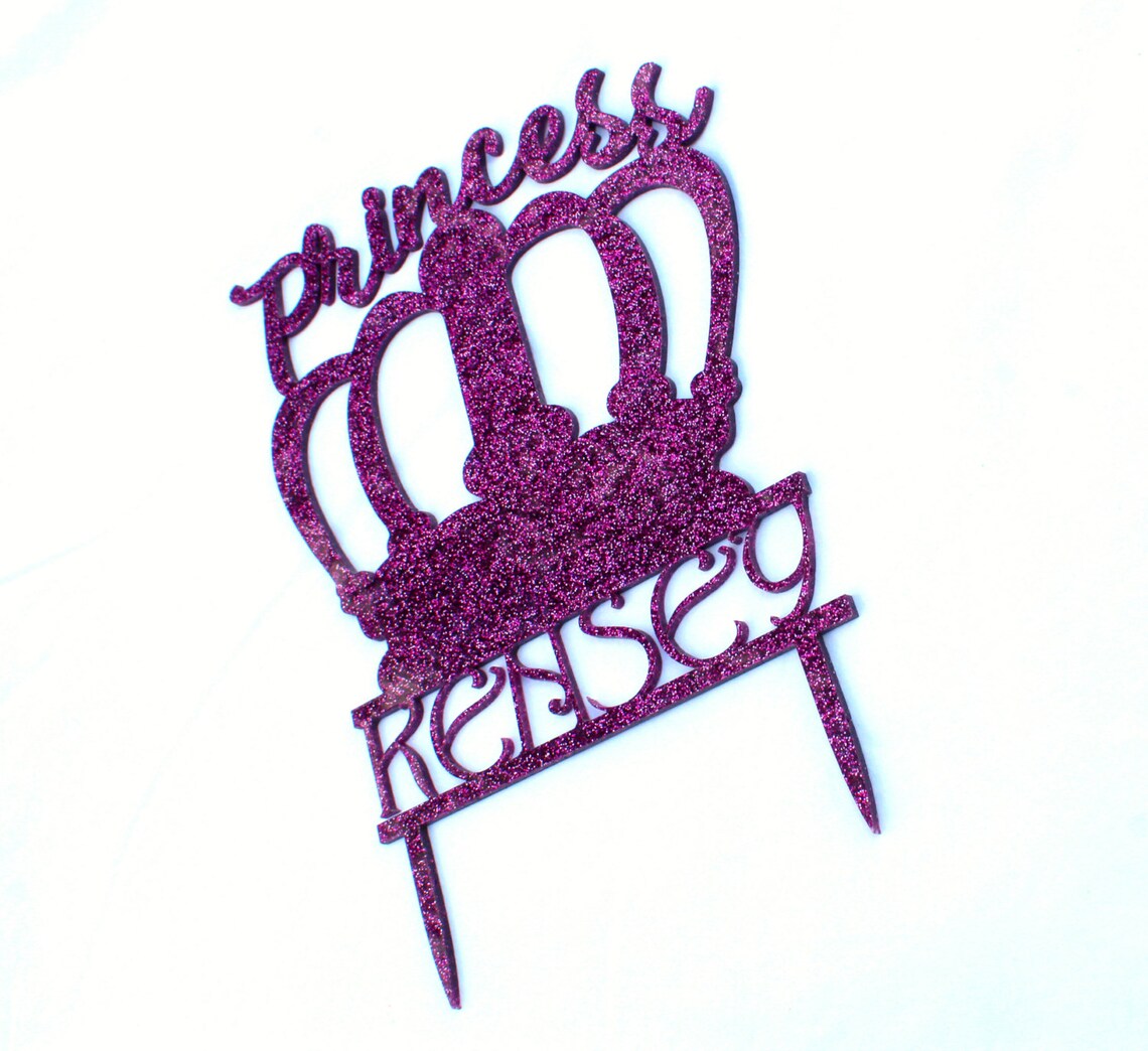 Purple Glitter Princess Cake Topper Princess Crown Cake - Etsy