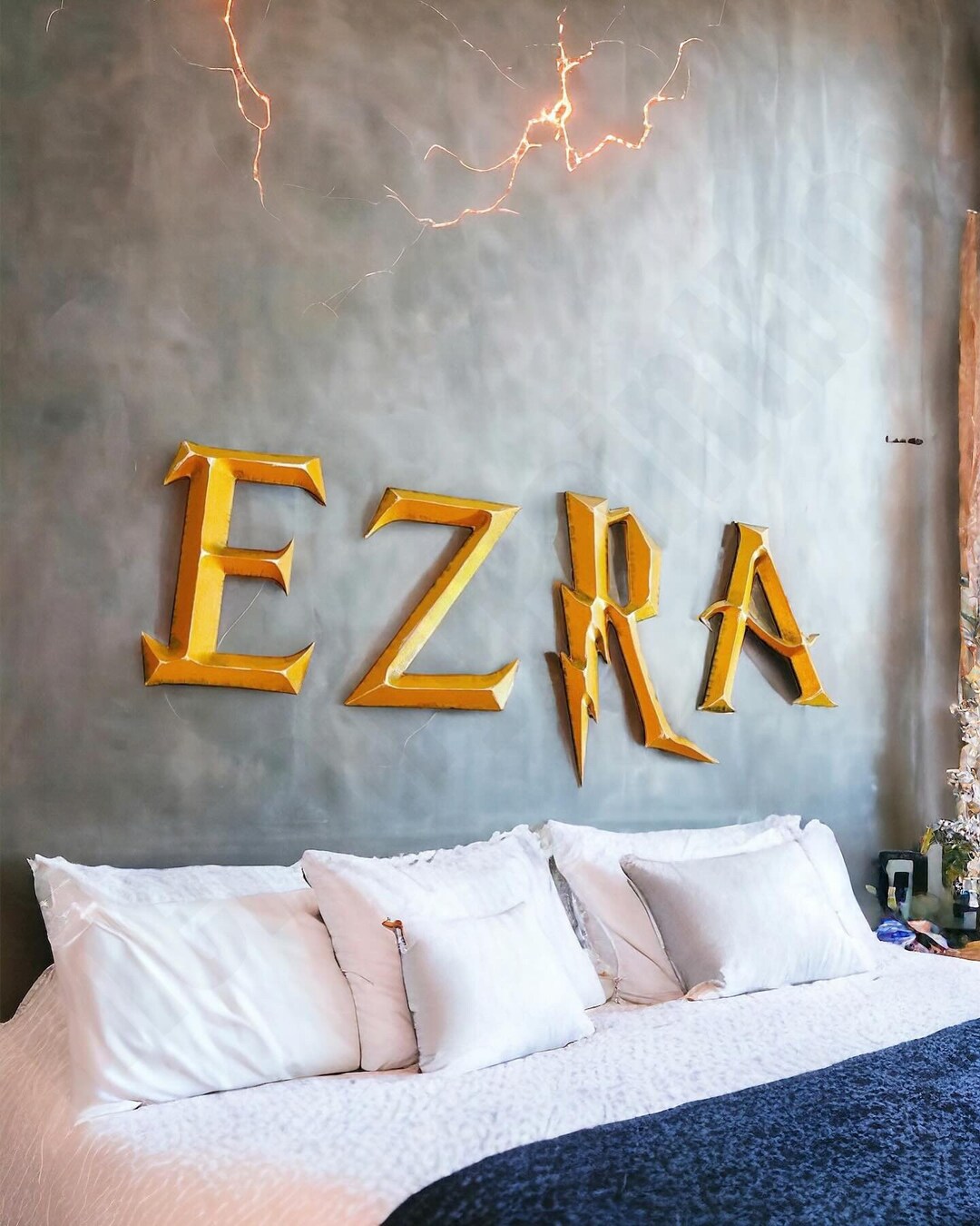 Prismatic Wall Letters Wizard Academy Wall Art, 3D Lightning Wall ...