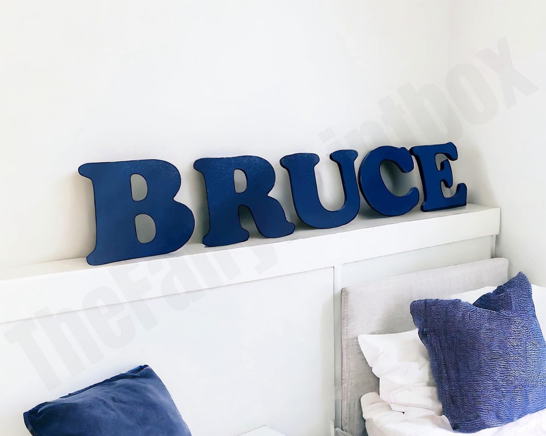 Navy Blue Wooden Wall Letters, Navy Blue Bedroom Decor, Blue Baby Name ...