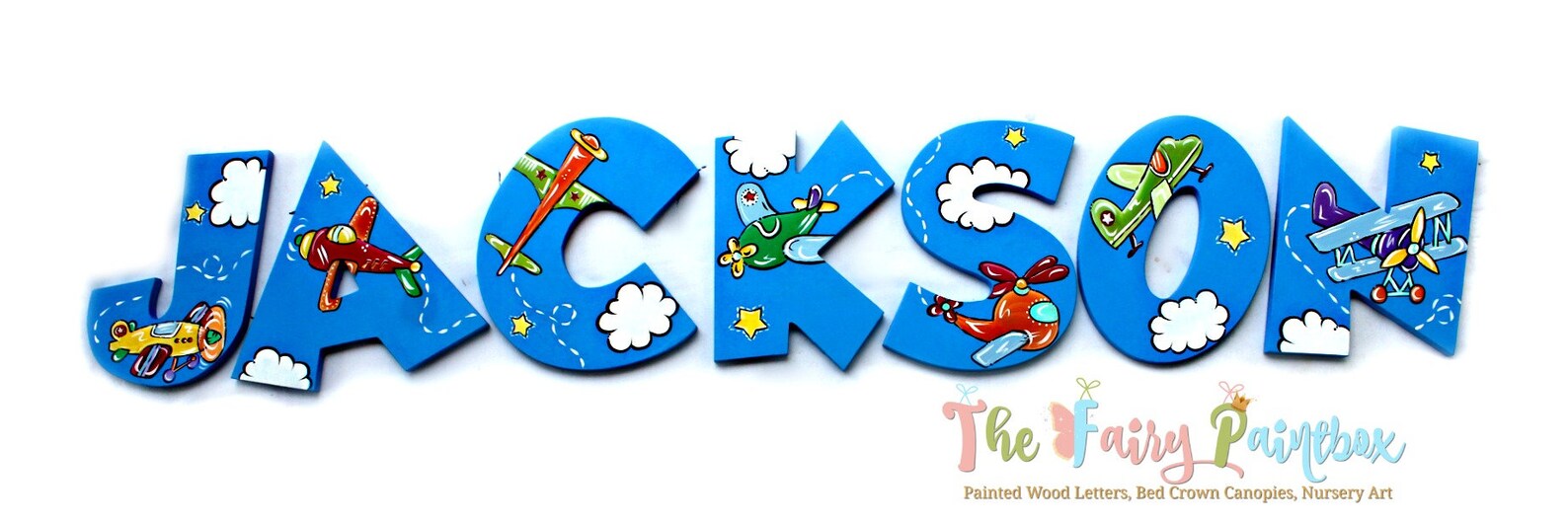 Airplane Painted Wood Letters Airplane Nursery Room Wall | Etsy