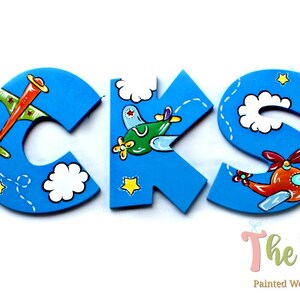 Airplane Painted Wood Letters Airplane Nursery Room Wall Letters ...