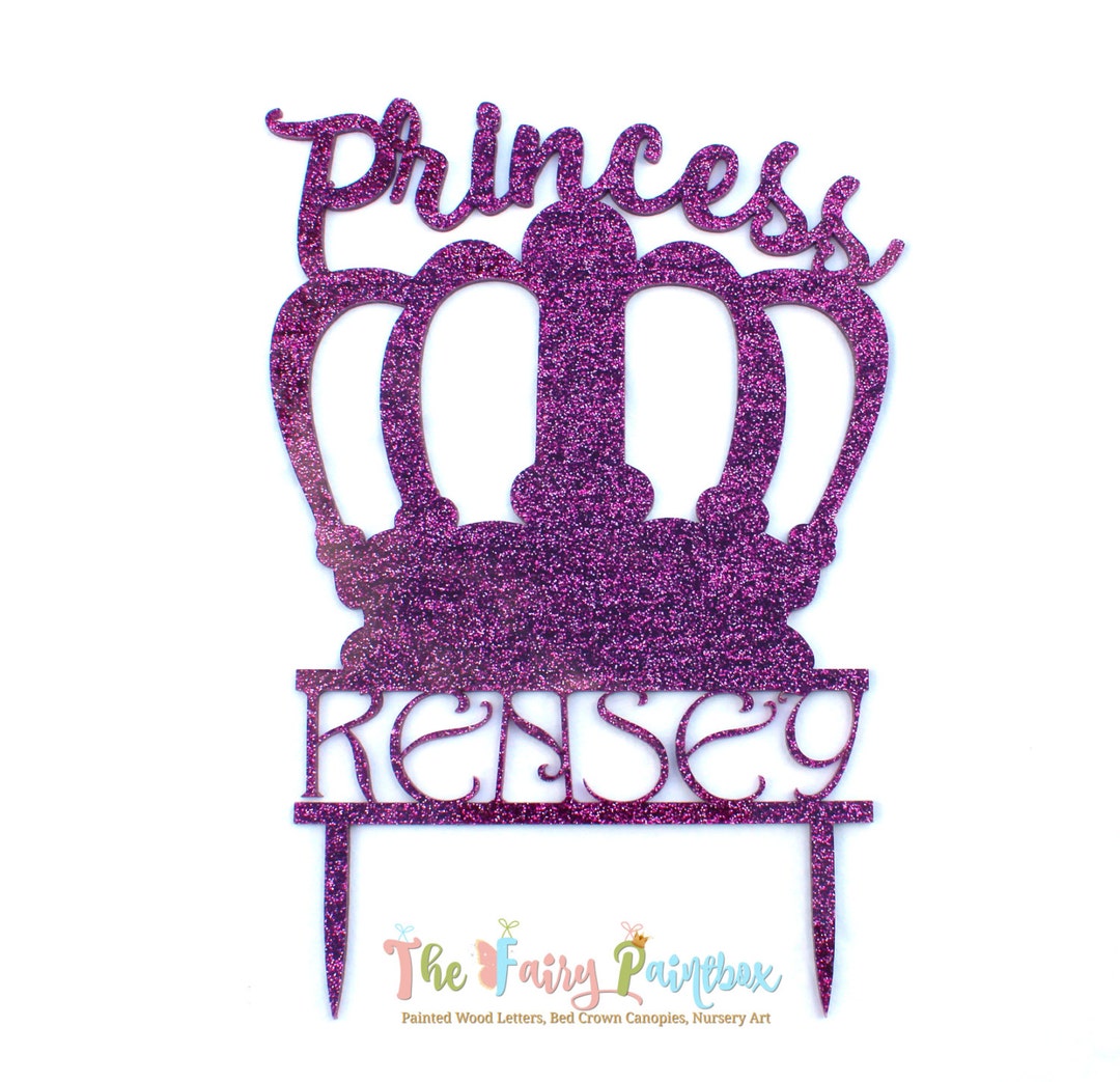 Purple Glitter Princess Cake Topper Princess Crown Cake Decoration ...