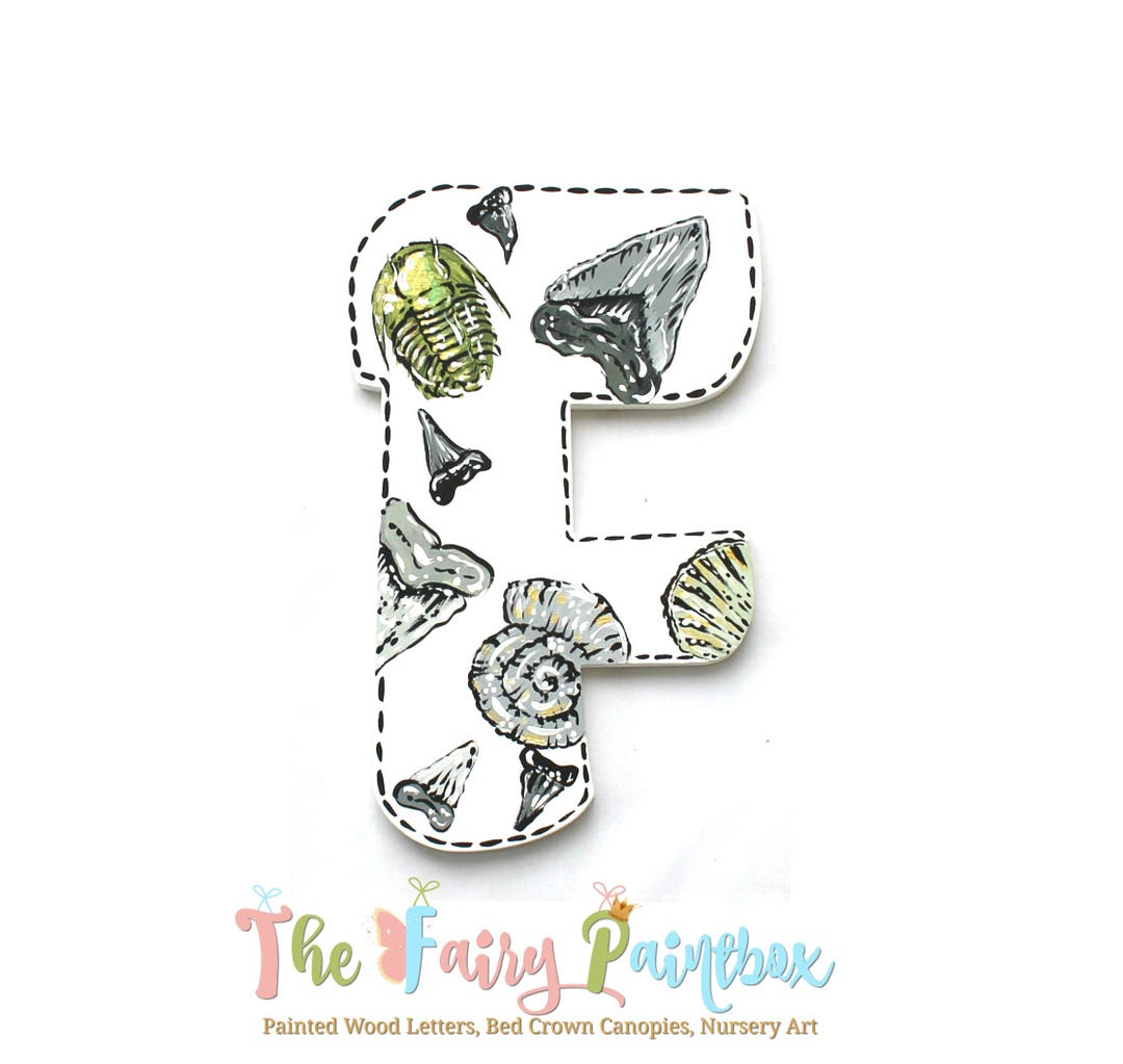 Shark Tooth Painted Wood Letters - Fossil Hunter Nursery Room Monogram ...