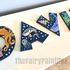 Aquarium Nursery Room Painted Letters - Ocean Kids Room Painted Wall ...