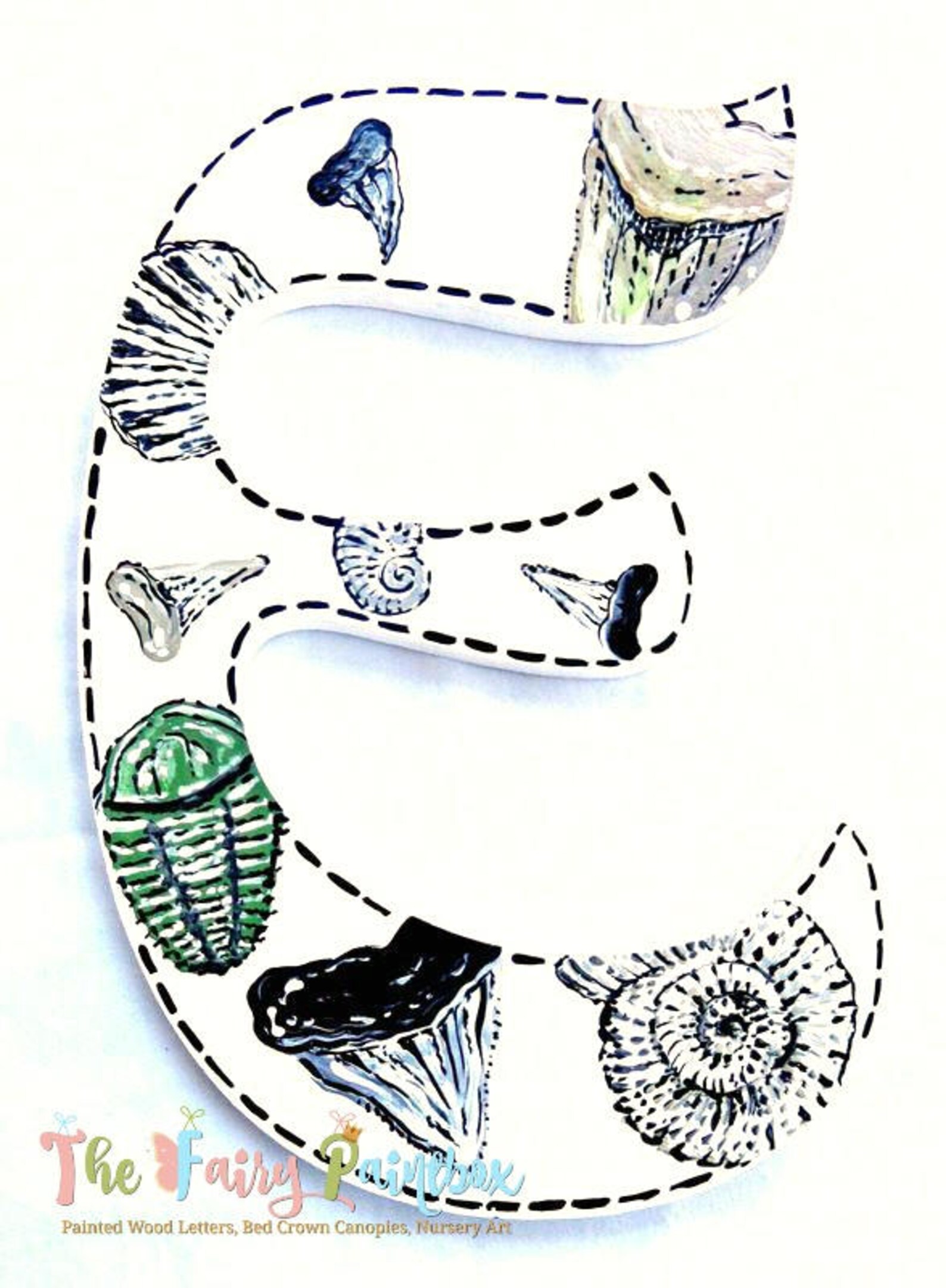 Shark Tooth Painted Wood Letters - Fossil Hunter Nursery Room Monogram ...