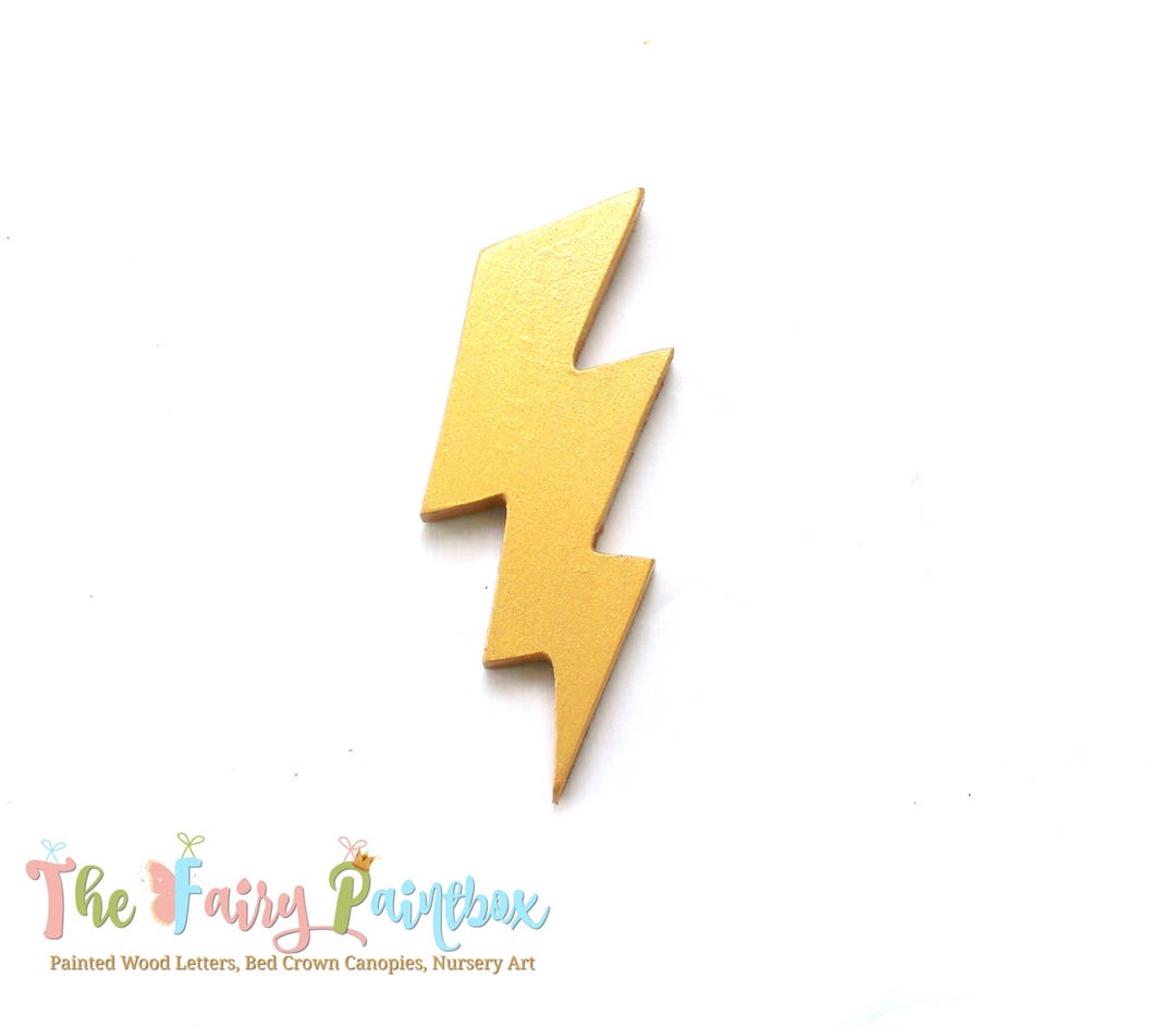 Painted Lightning Bolt, Decorative Wood Flash Lightning Bolt, Wizard ...