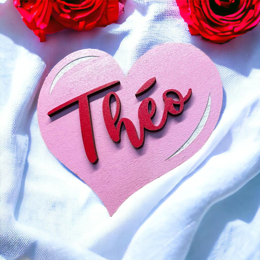 Personalized Valentine Pink Heart Name Tag, Valentines Gift Tag ...