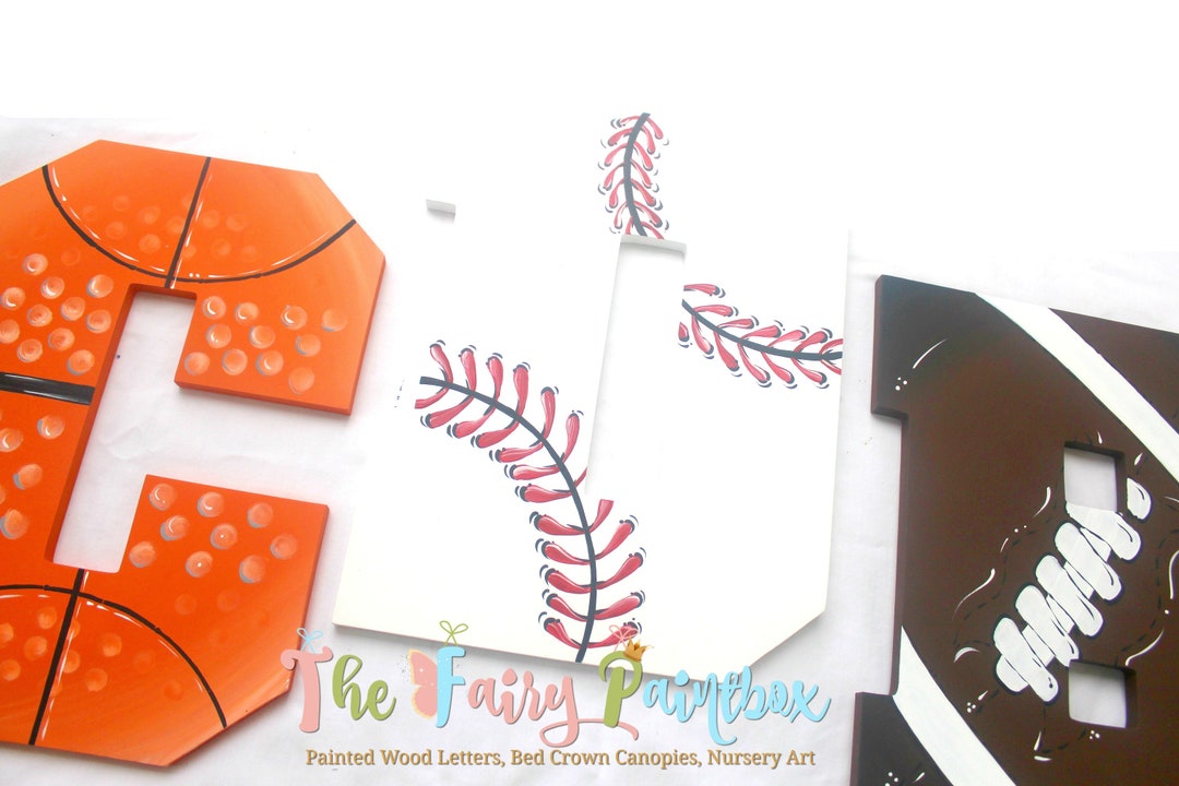 Sports Painted Wood Letters - Baseball Nursery Letters - Basketball ...