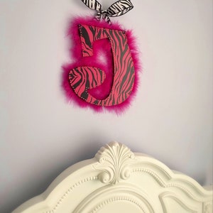 Fancy Hot Pink Zebra Nursery Bling Wall Monogram - Zebra Stripe ...