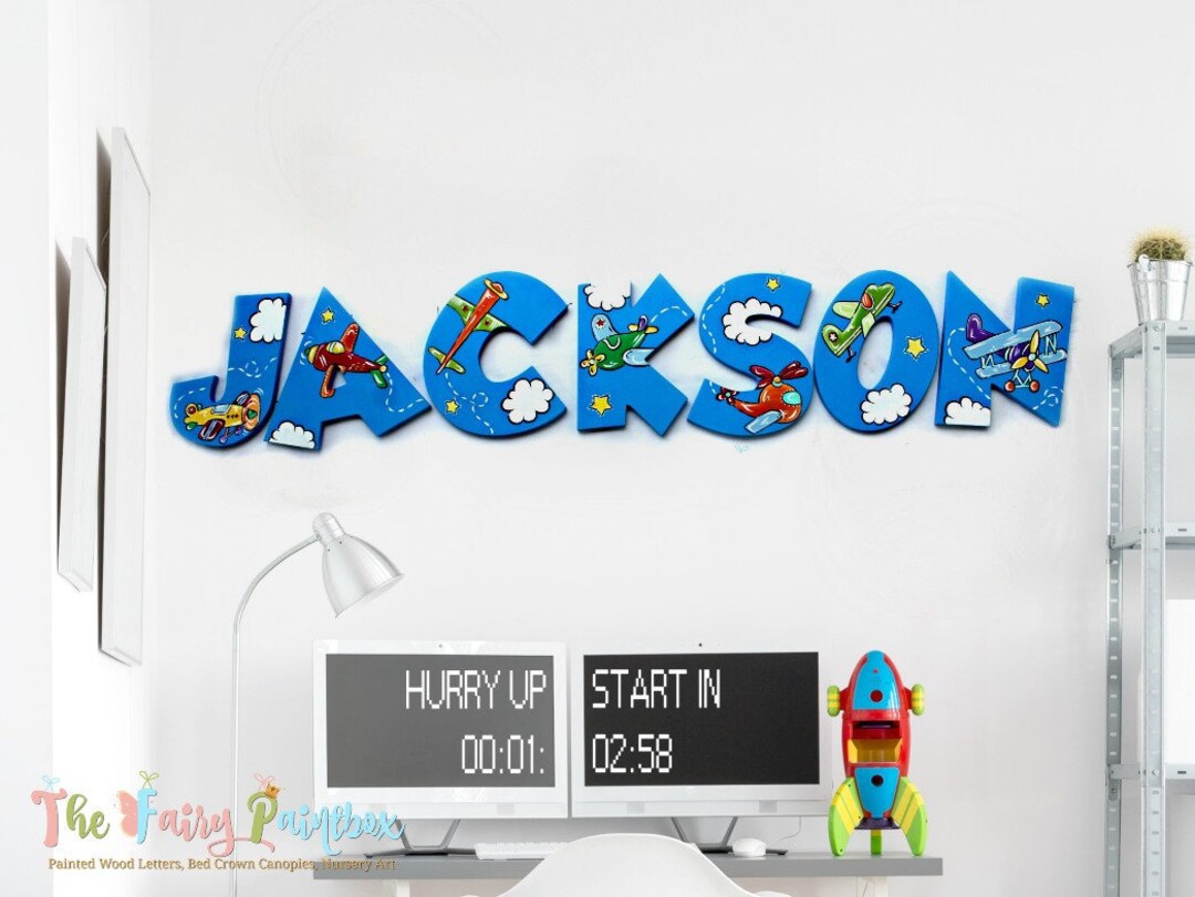 Airplane Painted Wood Letters Airplane Nursery Room Wall Letters ...