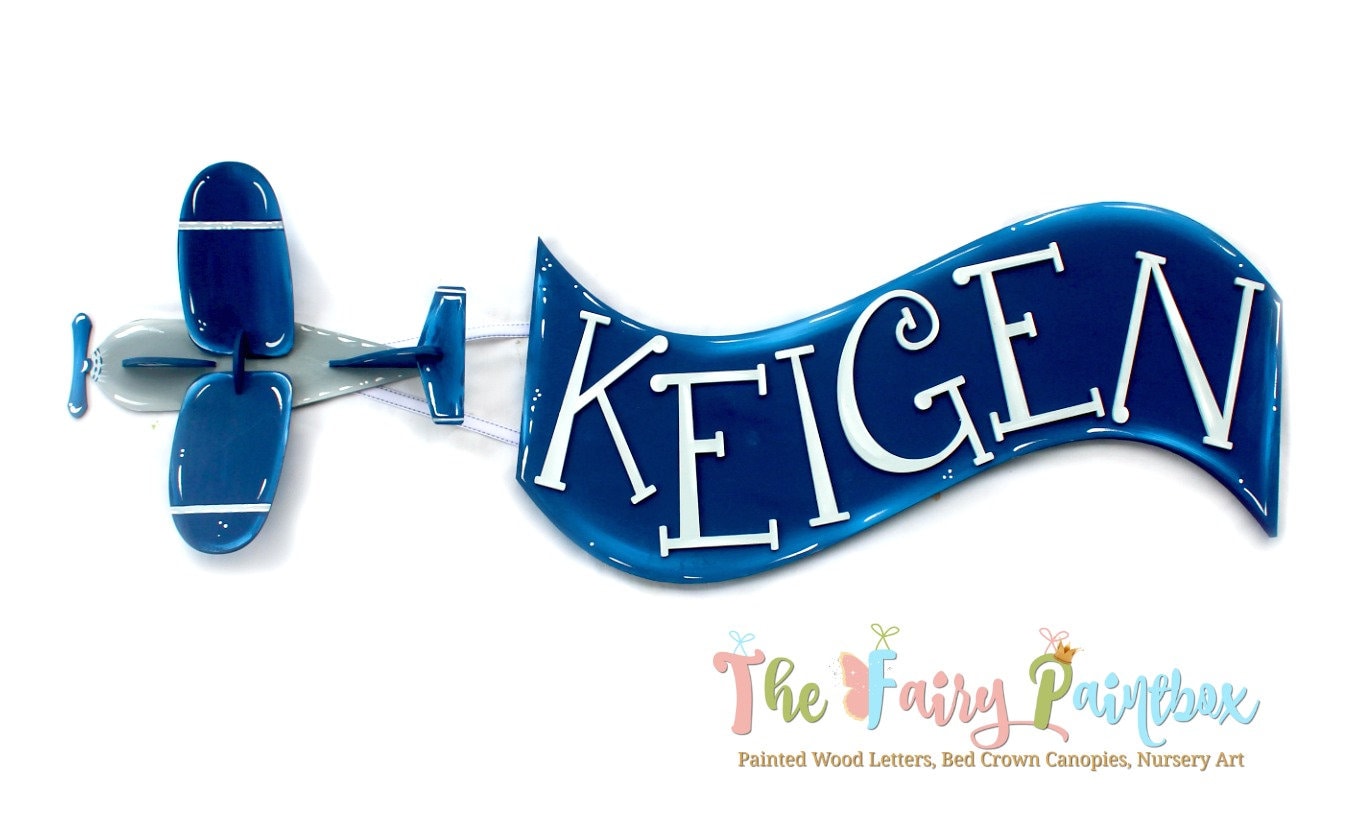 Airplane Nursery Wall Hanging - Baby Name Wall Hanging - Airplane Sign ...