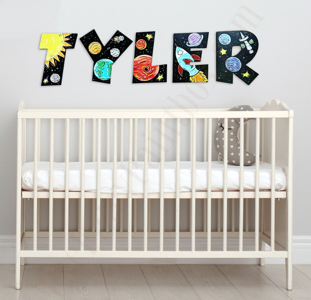 Outer Space Painted Wood Letters, Solar System Nursery Room Wall ...