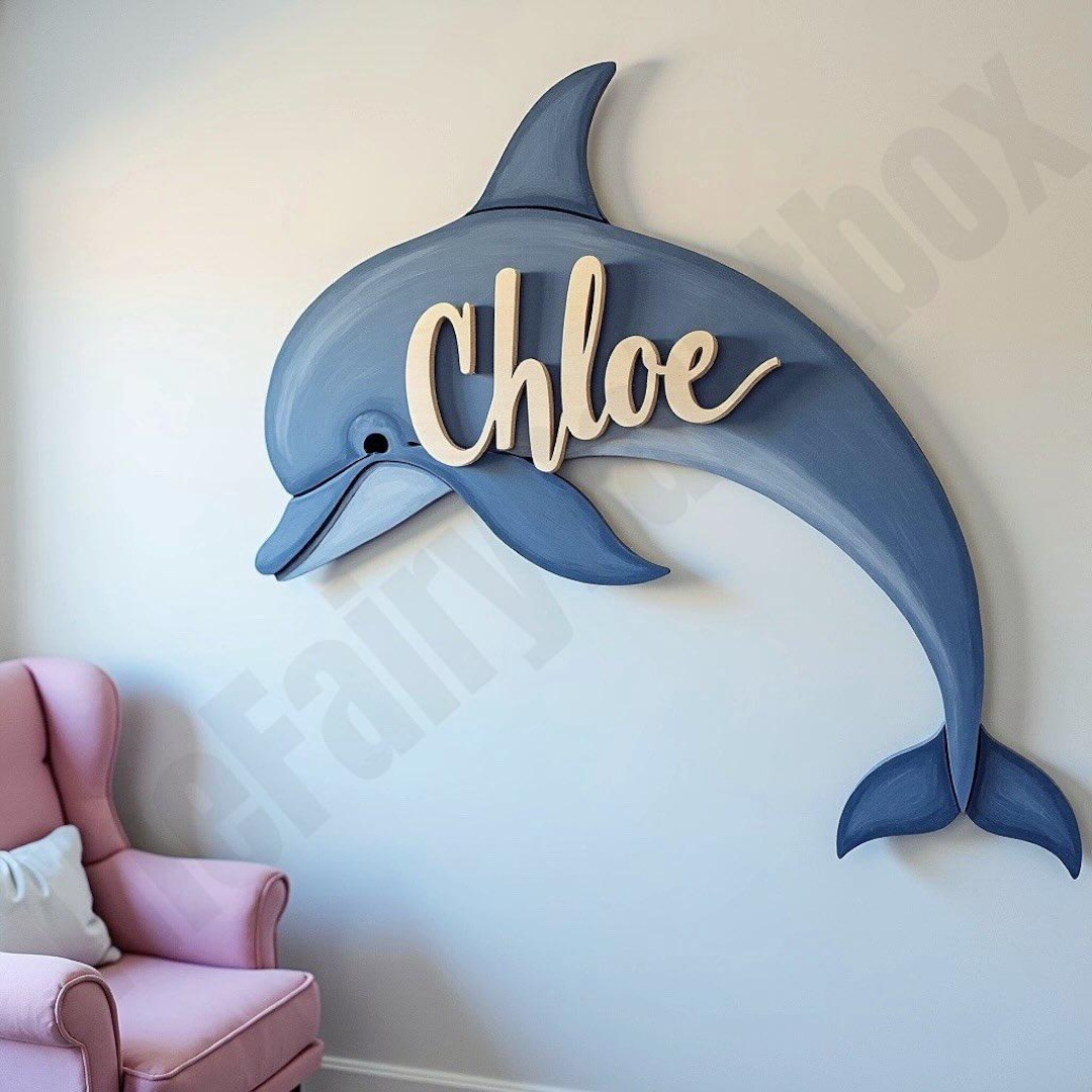 Dolphin Baby Room Sign, Custom Wood Dolphin Nursery Decor, Ocean Themed ...