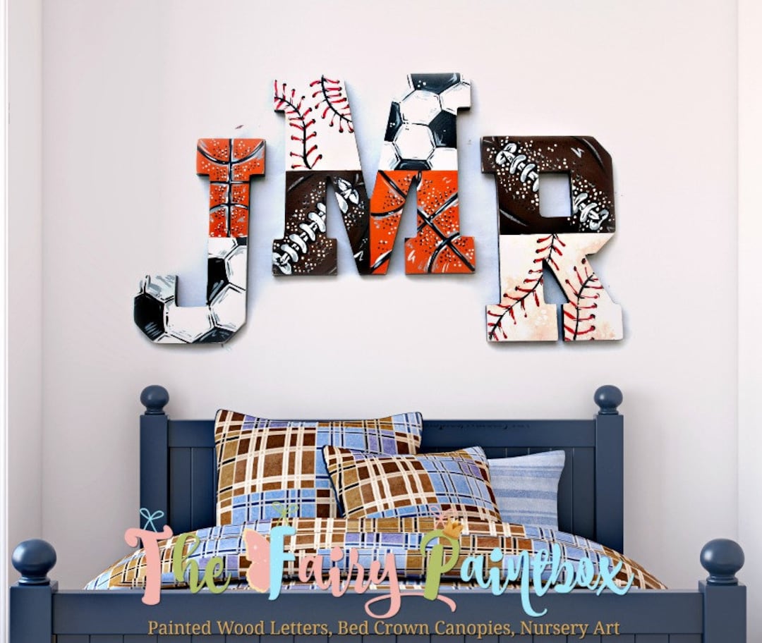 Vintage Sports Painted Wood Letters - Vintage Baseball Baby Room ...