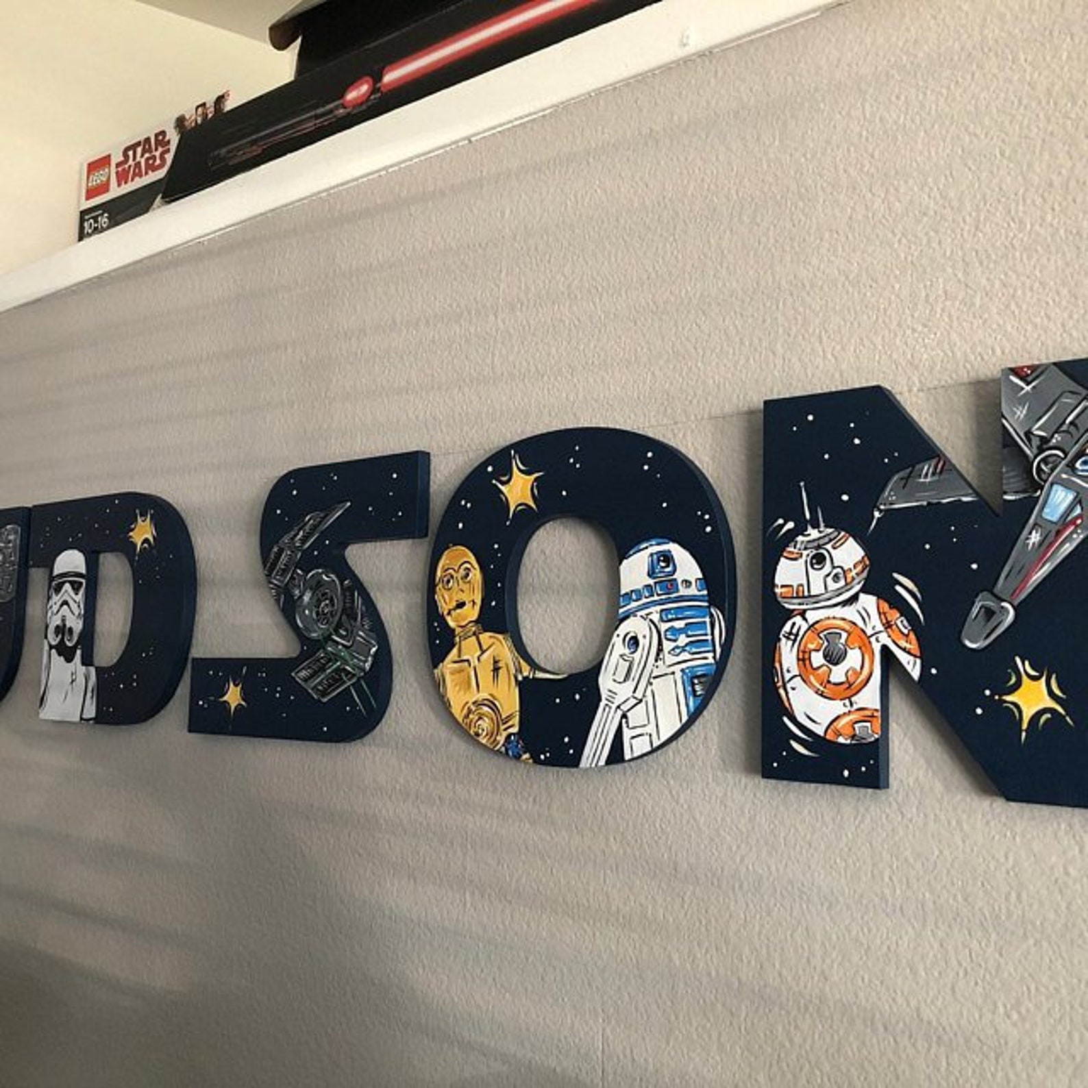 Star Jedi Space Wars Painted Letters Black Star Jedi Painted | Etsy