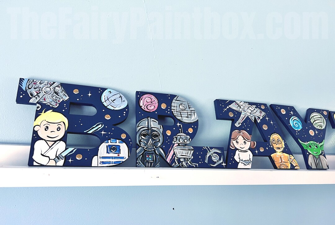 Star Jedi Space Wars Painted Letters Baby Star Jedi Painted Letters Sci ...
