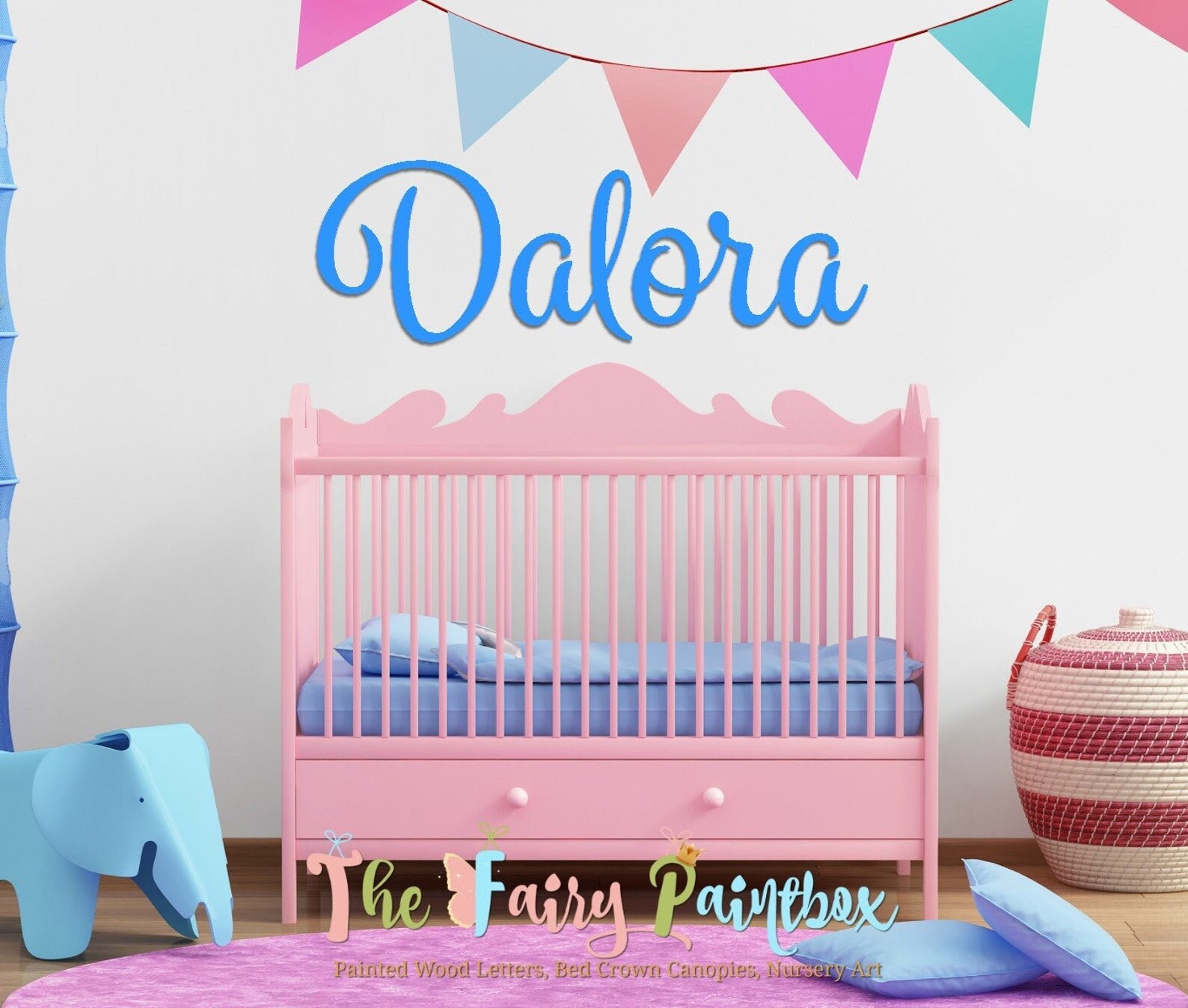 Blue Painted Wood Wall Letters - Blue Baby Nursery Room Hanging Decor ...