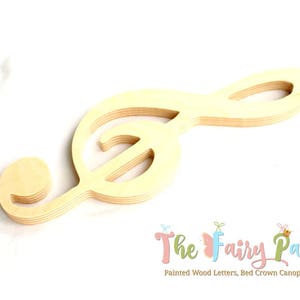 Large Treble Clef Wood Shape, Music Nursery Wall Shapes Unpainted Wood ...