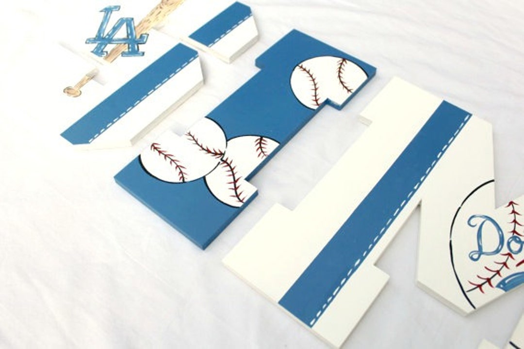 Baseball Team Painted Letters, Baseball Bat Pennant Nursery Letters ...