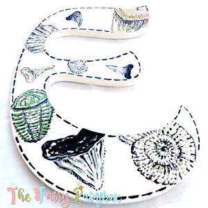 Shark Tooth Painted Wood Letters - Fossil Hunter Nursery Room Monogram ...