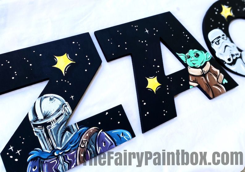 Star Jedi Space Wars Painted Letters Black Star Jedi Painted - Etsy