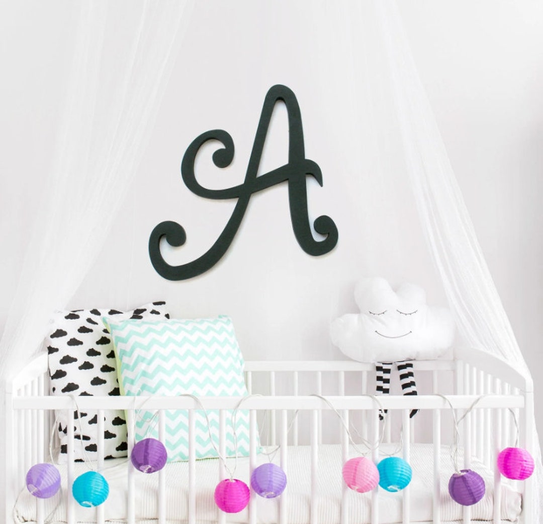 Cursive Wall Letter Monogram Decorative Nursery Room Sign, Centerpiece ...