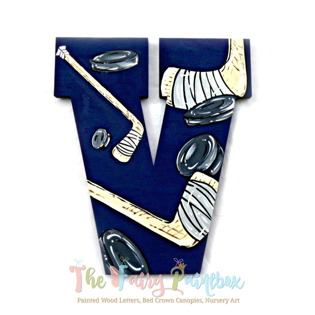 Hockey Puck Painted Wood Letters Hockey Nursery Room Decor Letters ...