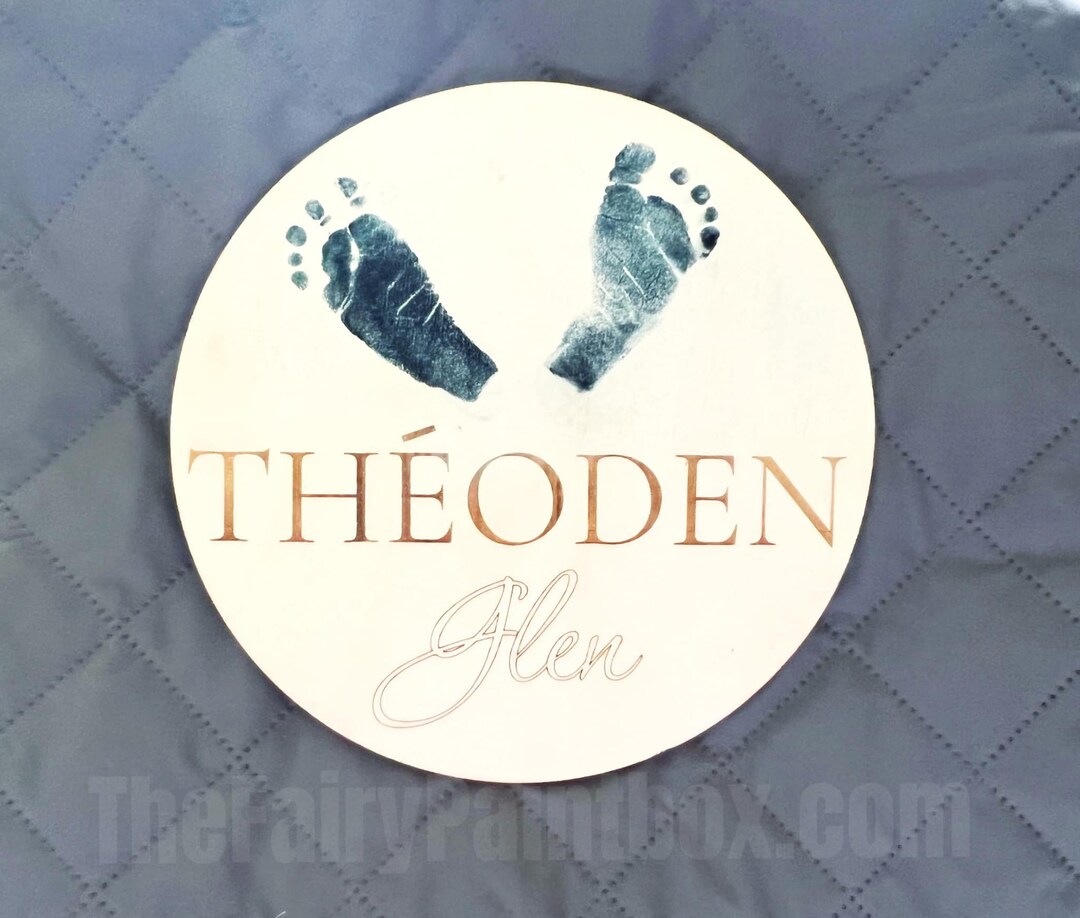 Baby Footprint Engraved Newborn Announcement Sign, Baby Name ...