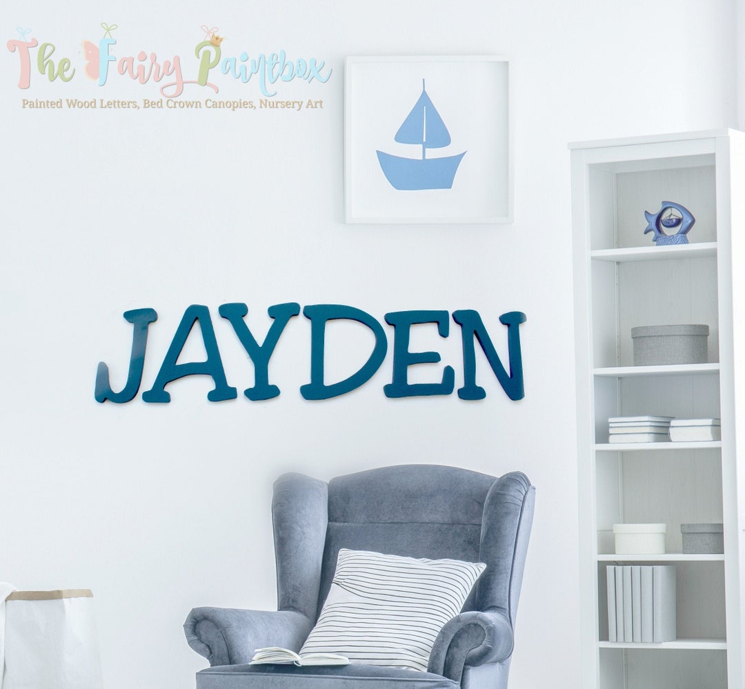 Blue Nursery Wall Monogram Letters Monogram Wall Hanging - Etsy