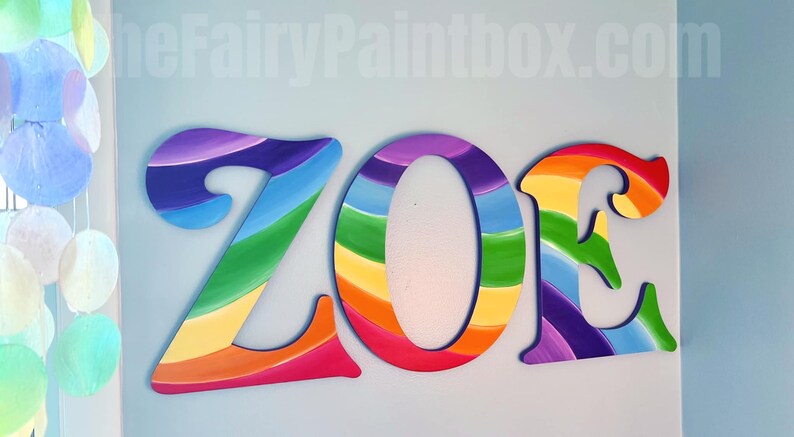 Rainbow Nursery Wall Painted Letters - Rainbow Wall Hanging - Rainbow ...