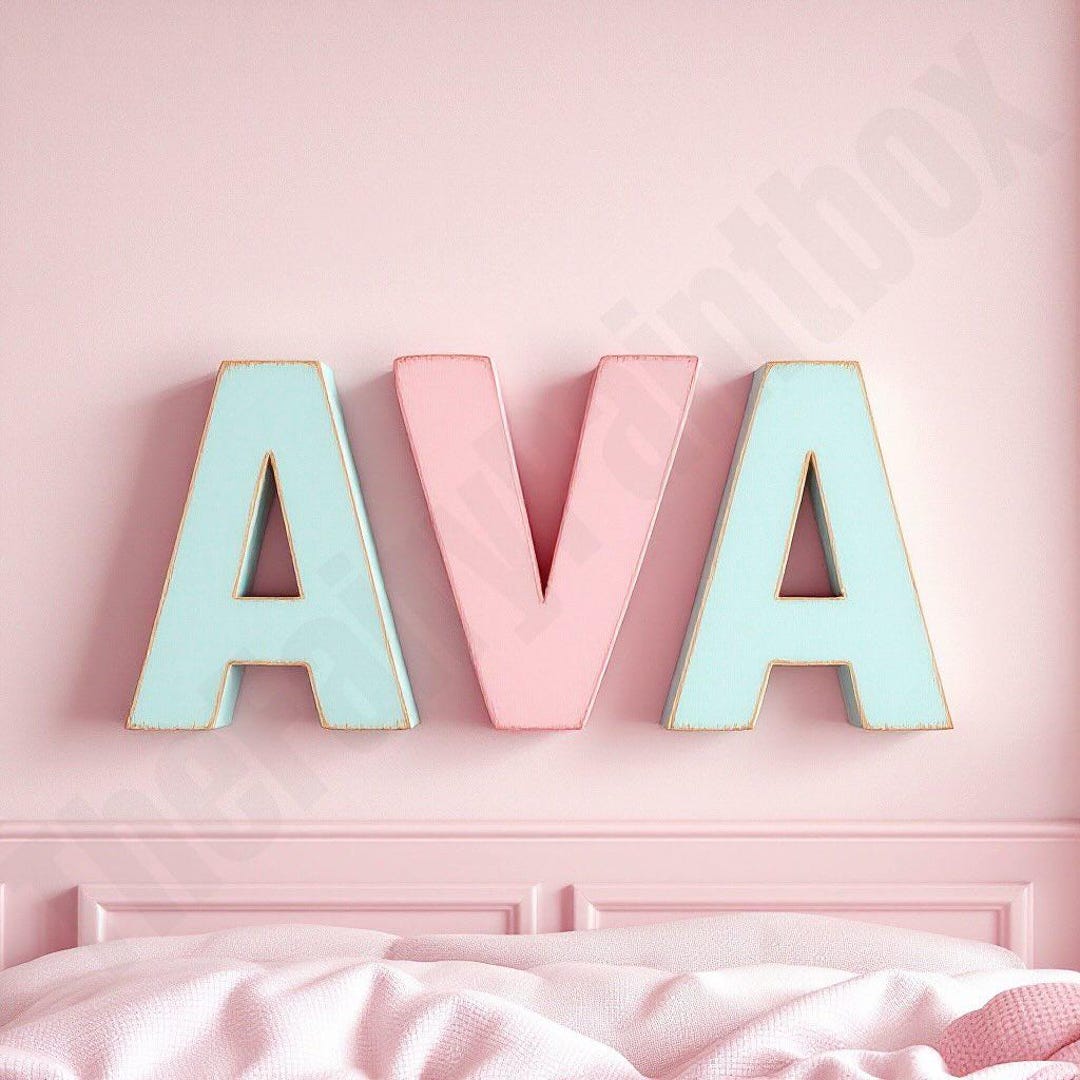 Pastel Baby Wall Letters, Painted Wood Letters, Rustic Nursery Wall ...