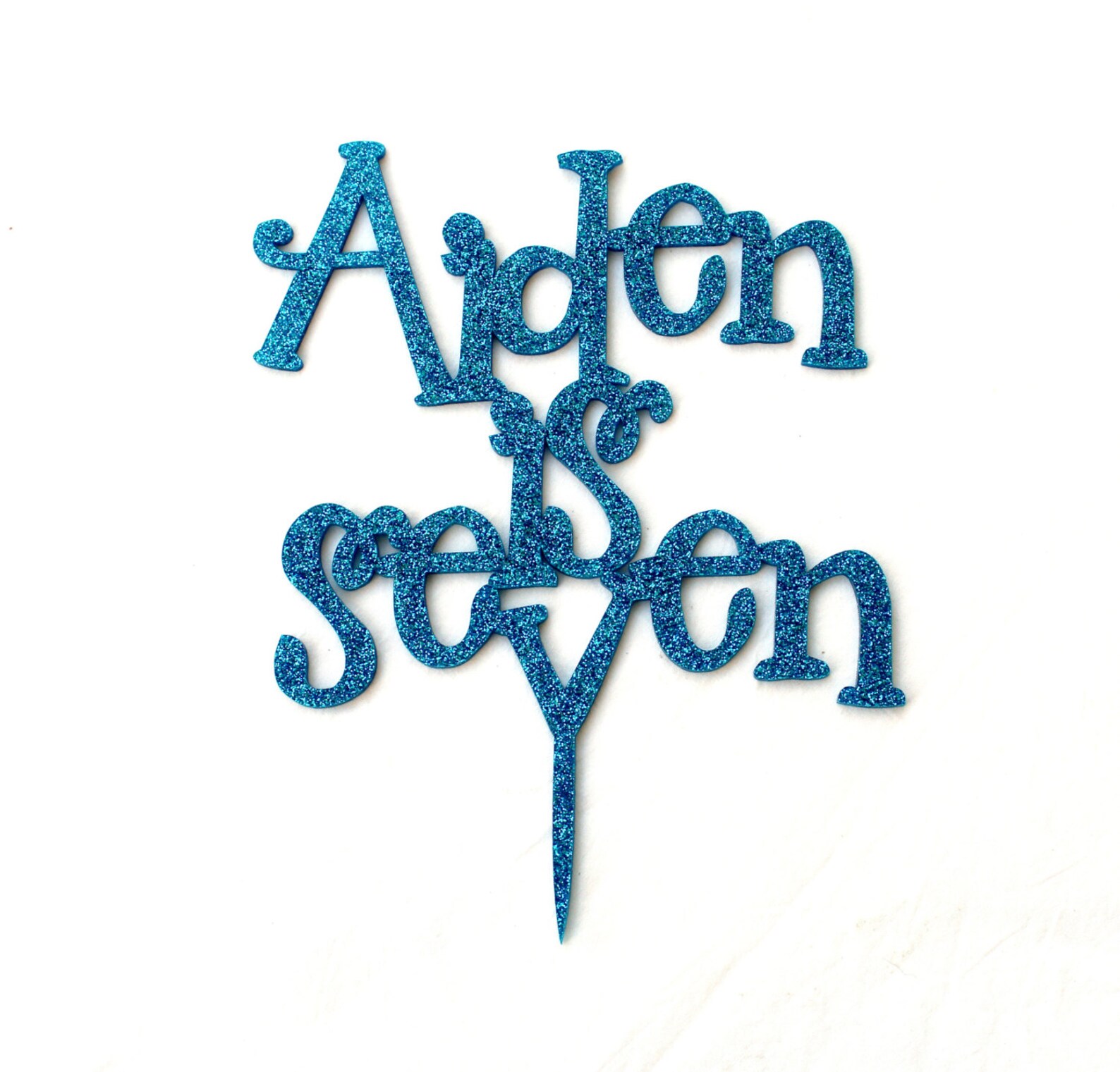 Wiggly Blue Glitter Custom Birthday Cake Topper Name Cake - Etsy
