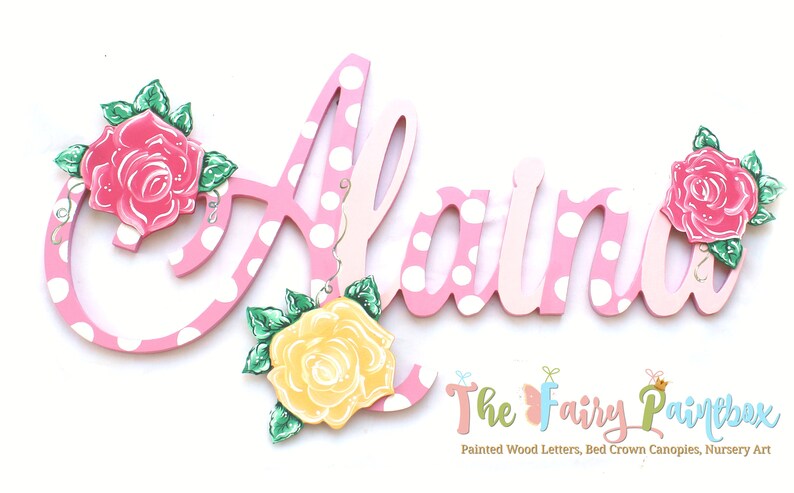 Gingham Rose Nursery Wall Painted Letters Pink Monogram Wall - Etsy