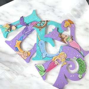 Mermaid Wooden Wall Letters, Ocean Baby Name Sign, Baby Girl Nursery ...