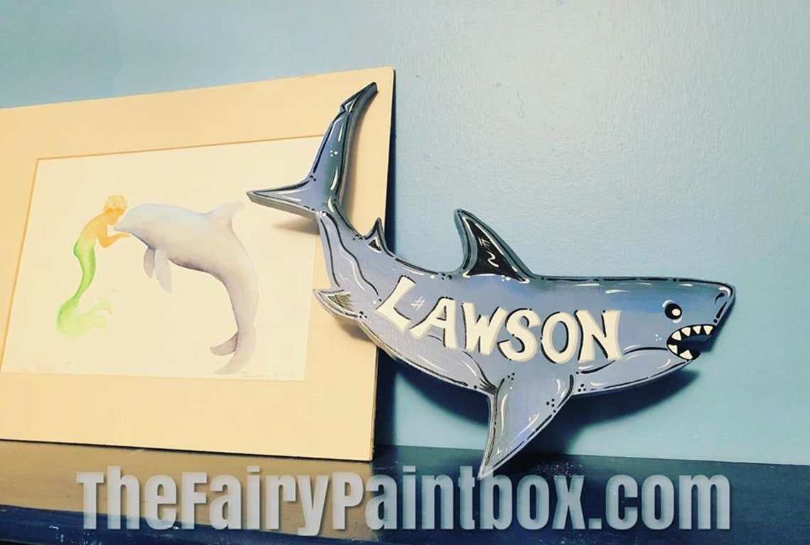 Personalized Shark Sign Shark Nursery Room Name Sign Shark | Etsy