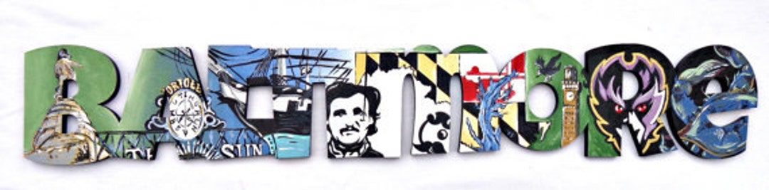 Baltimore City Hometown Painted Letter Sign Baltimore Maryland Wood ...
